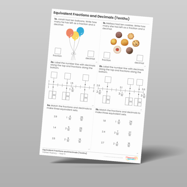 Year 5 Equivalent Fractions And Decimals Tenths Varied Fluency 2 ... Year 5 Equivalent Fractions And Decimals Tenths Varied Fluency 2 ...