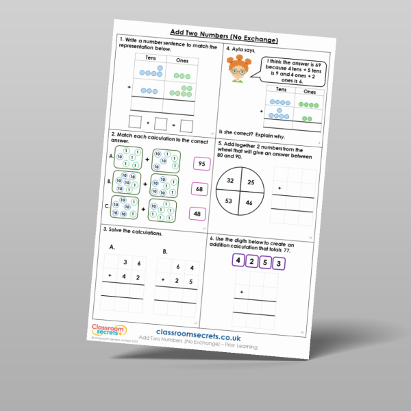 Year 3 Add Two Numbers No Exchange Prior Learning Resource | Classroom Secrets