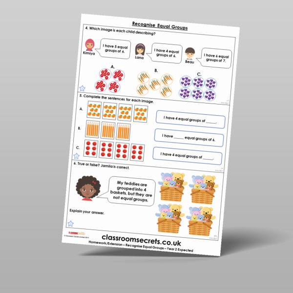Year 2 Recognise Equal Groups Homework Resource | Classroom Secrets Year 2 Recognise Equal Groups Homework Resource | Classroom Secrets