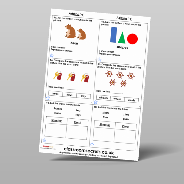 Year 1 Adding S Application And Reasoning Resource | Classroom Secrets
