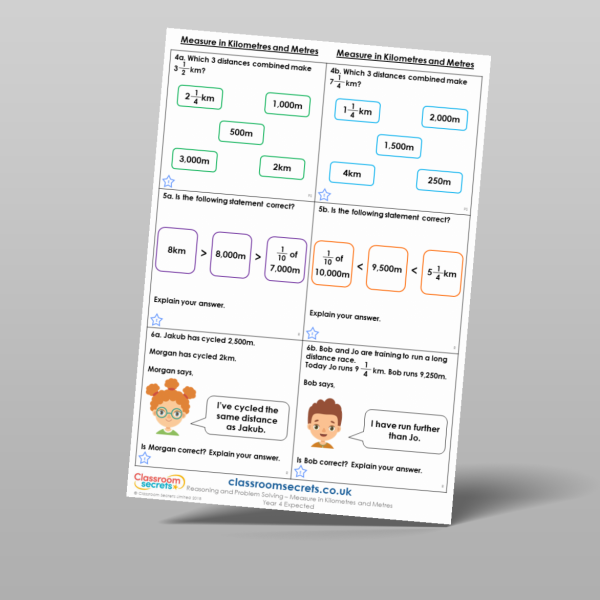 Year 4 Measure In Kilometres And Metres Reasoning And Problem Solving ...