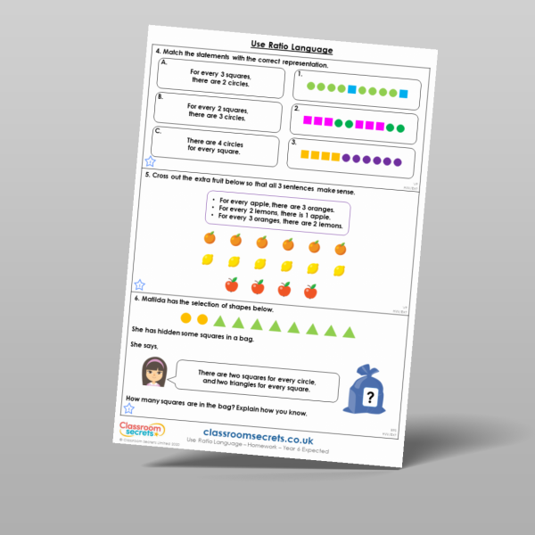 Year 6 Use Ratio Language Homework Resource | Classroom Secrets