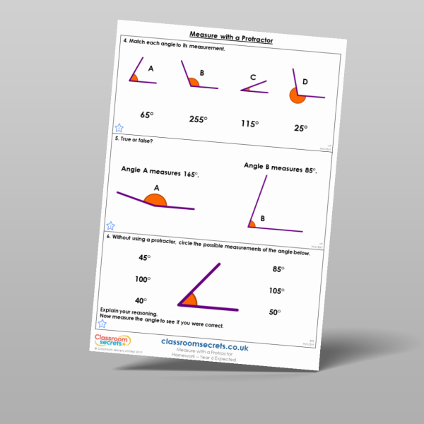 Year 6 Measure With A Protractor Homework Resource | Classroom Secrets