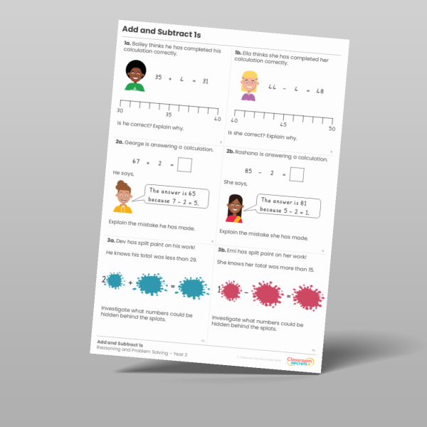 Year 2 Add And Subtract 1s Reasoning And Problem Solving 2 Resource | Classroom Secrets