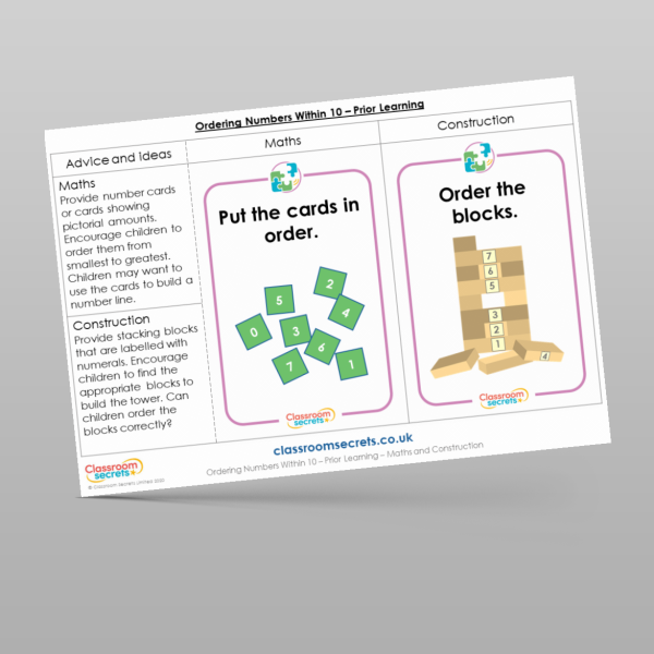 Year 1 Ordering Numbers Within 10 Prior Learning Resource | Classroom Secrets