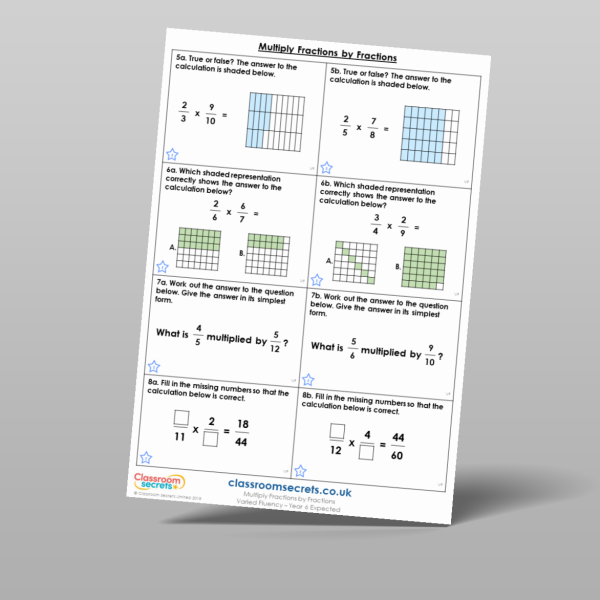 Year 6 Multiply Fractions By Fractions Varied Fluency Resource ...
