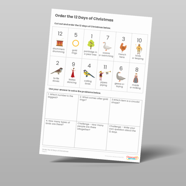 Year 1 Order The 12 Days Of Christmas Resource | Classroom Secrets
