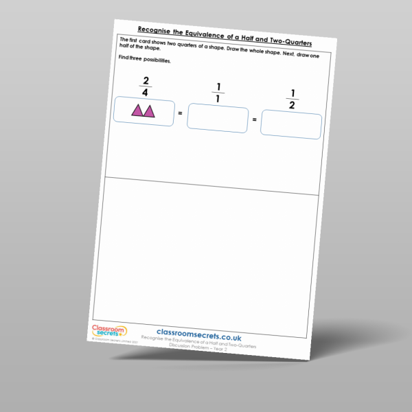Year 2 Recognise The Equivalence Of A Half And Two Quarters Discussion ...