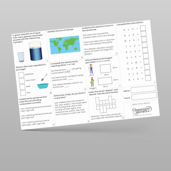 Year 4 Early Morning Work Summer Week 6 Resource | Classroom Secrets