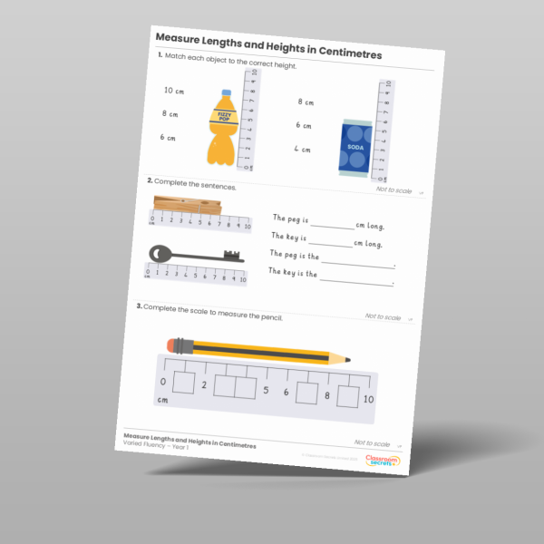 Year 1 Measure Lengths And Heights In Centimetres Varied Fluency ...
