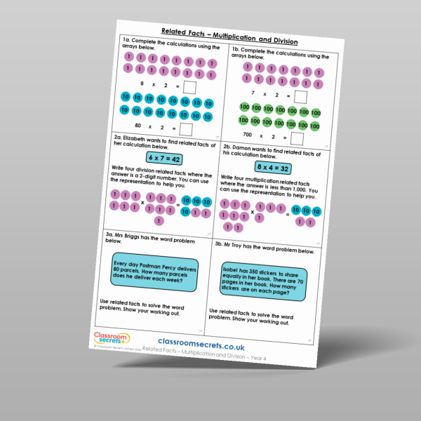 Year 4 Related Facts Multiplication And Division Varied Fluency ...