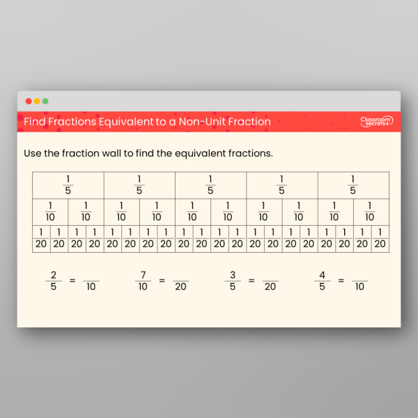 Year 5 Find Fractions Equivalent To A Non Unit Fraction Teaching Ppt ...
