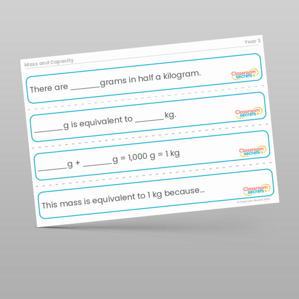 Year 3 Mass And Capacity Stem Sentences Resource | Classroom Secrets