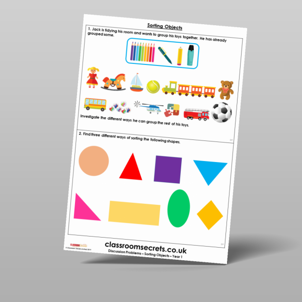 Year 1 Sort Objects Discussion Problem Resource Classroom Secrets