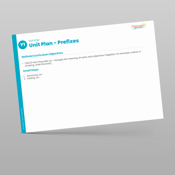 Year 1 Prefixes Unit Plan Resource | Classroom Secrets