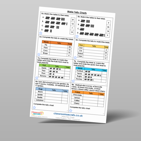 Year 2 Make Tally Charts Varied Fluency Resource | Classroom Secrets