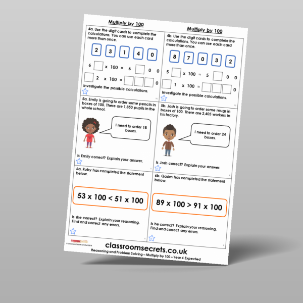 Year 4 Multiply By 100 Reasoning And Problem Solving Resource | Classroom Secrets