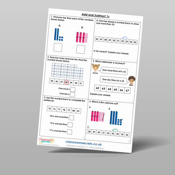 Year 2 Add And Subtract 1s Prior Learning Resource | Classroom Secrets