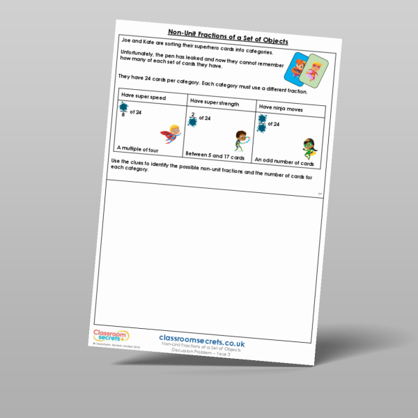 Year 3 Non Unit Fractions Of A Set Of Objects Discussion Problem Resource | Classroom Secrets