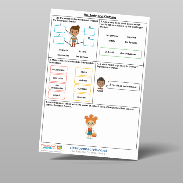 Year 3 The Body And Clothing Main Activity Resource | Classroom Secrets