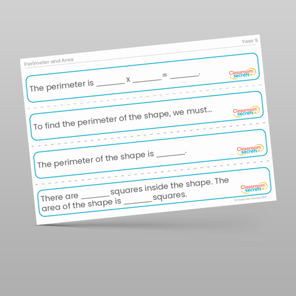 Year 5 Perimeter And Area Stem Sentences Resource | Classroom Secrets