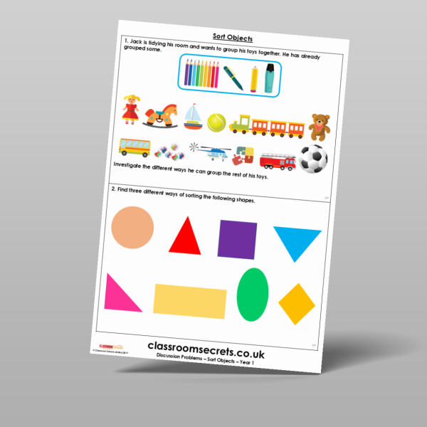 Year 1 Sort Objects Discussion Problem Resource | Classroom Secrets