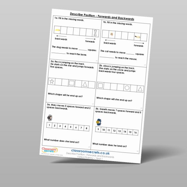 Year 1 Describe Position Forwards And Backwards Varied Fluency 2 ...