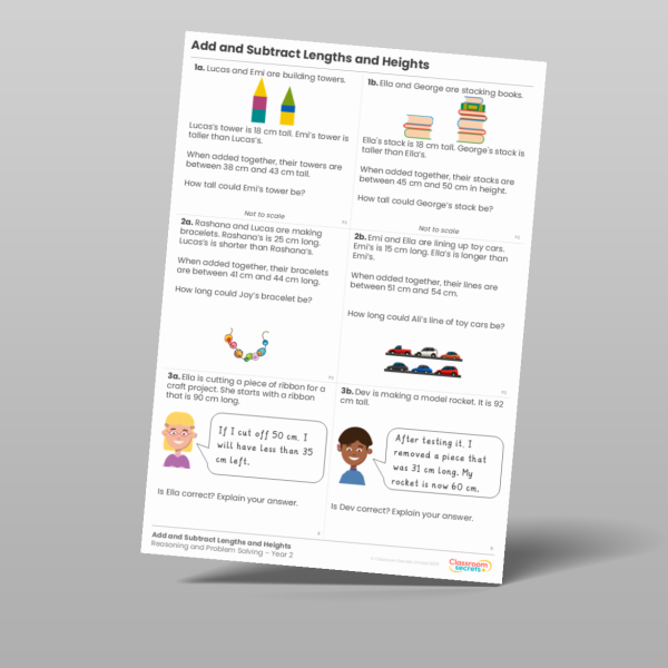 Year 2 Add And Subtract Lengths And Heights Reasoning And Problem ...