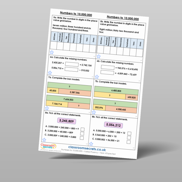 Year 6 Numbers To 10 000 000 Varied Fluency Resource Classroom Secrets