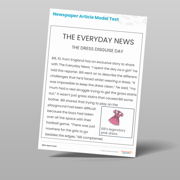 Year 3 Bill S New Frock Writing Unit Model Text Resource | Classroom ...