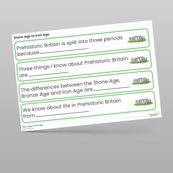LKS2 Stone Age To Iron Age Stem Sentences Resource | Classroom Secrets