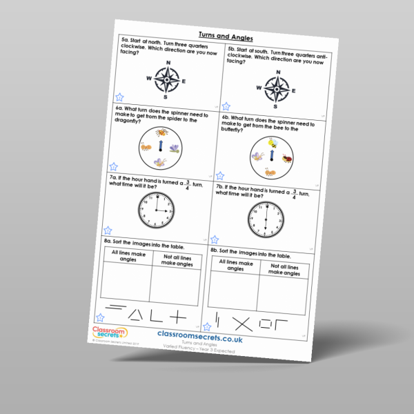 Year 3 Turns And Angles Varied Fluency Resource | Classroom Secrets