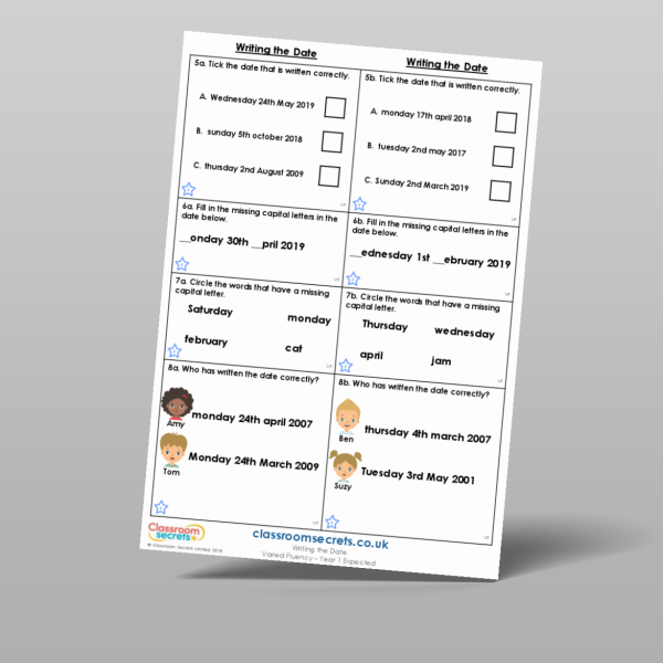 Year 1 Writing The Date Varied Fluency Resource | Classroom Secrets