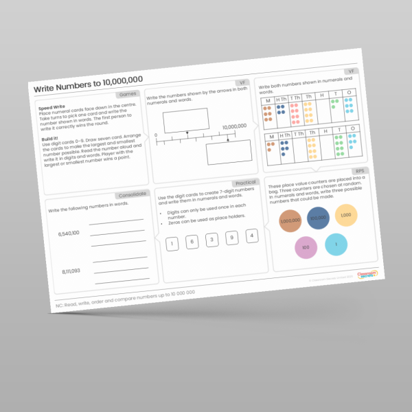 Cs Tutors Write Numbers To 10 000 000 Tutor Mat Resource | Classroom ...