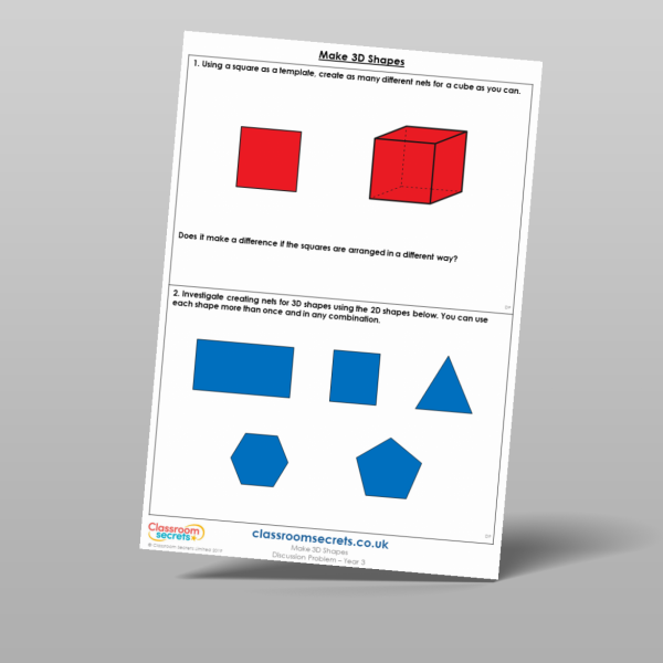 Year 3 Make 3d Shapes Discussion Problem Resource | Classroom Secrets