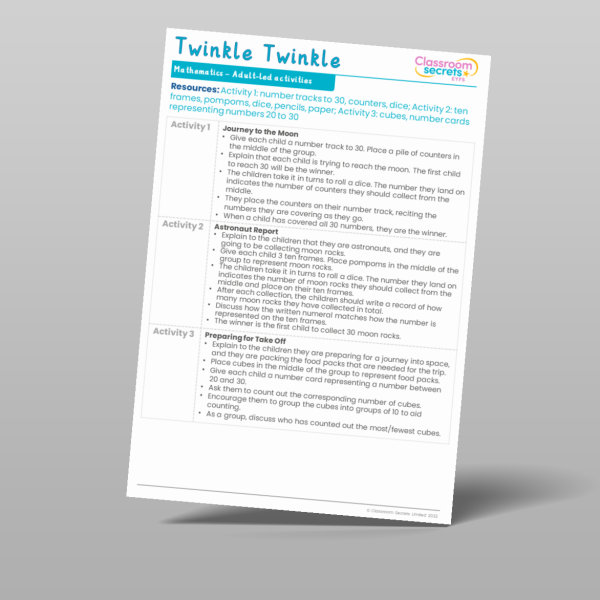 Eyfs Twinkle Twinkle Maths Adult Led Activities Resource | Classroom ...