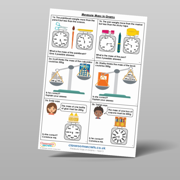 Year 3 Measure Mass In Grams Reasoning And Problem Solving Resource ...