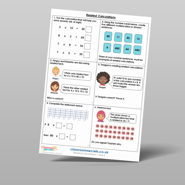 Year 3 Related Calculations Mixed Activity Resource | Classroom Secrets