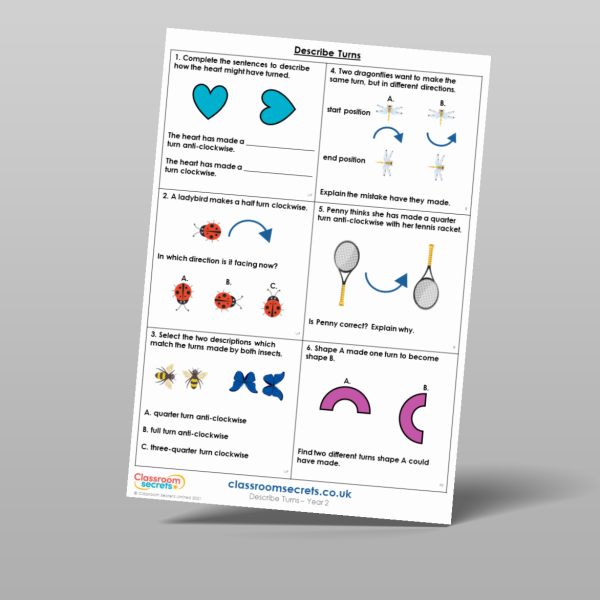 Year 2 Describe Turns Mixed Activity Resource | Classroom Secrets