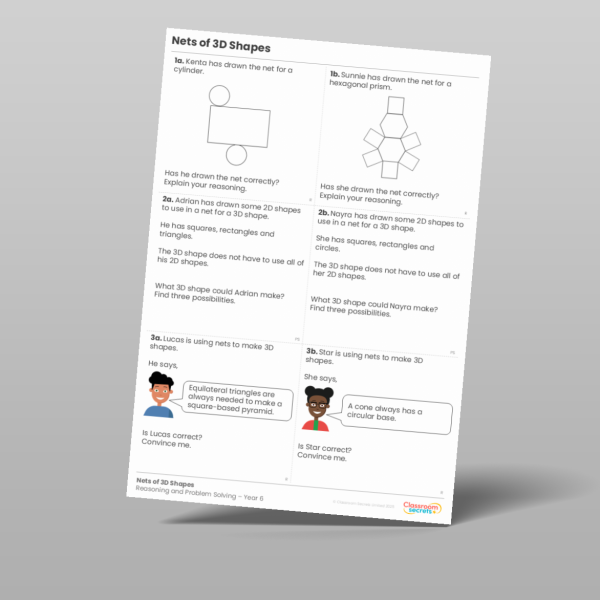 Year 6 Nets Of 3d Shapes Reasoning And Problem Solving Resource ...