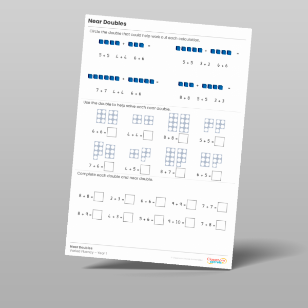 Year 1 Near Doubles Varied Fluency 2 Resource | Classroom Secrets