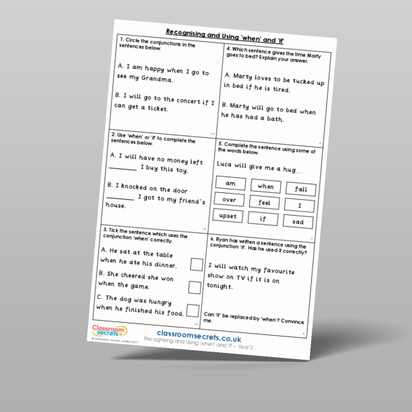 Year 2 Recognising And Using When And Ii Mixed Activity Resource Classroom Secrets