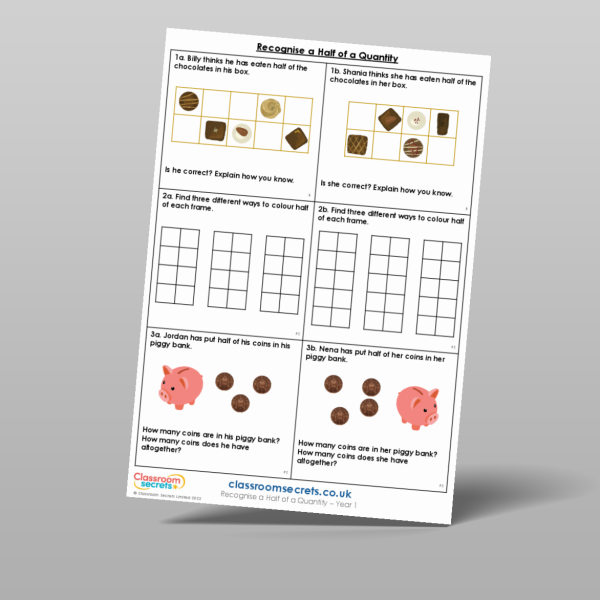 Year 1 Recognise A Half Of A Quantity Reasoning And Problem Solving ...
