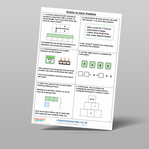 Year 6 Division To Solve Problems Mixed Activity Resource | Classroom ...