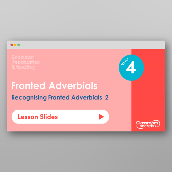 Year 4 Recognising Fronted Adverbials 2 Lesson Slides Resource ...