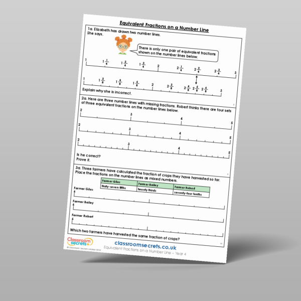 Year 4 Equivalent Fractions On A Number Line Reasoning And Problem Solving Resource | Classroom ...