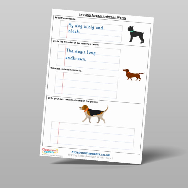 Year 1 Leaving Spaces Between Words Mixed Activity Resource | Classroom ...