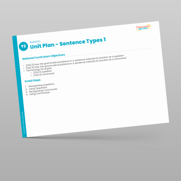 Year 2 Sentence Types 1 Guidance Resource | Classroom Secrets