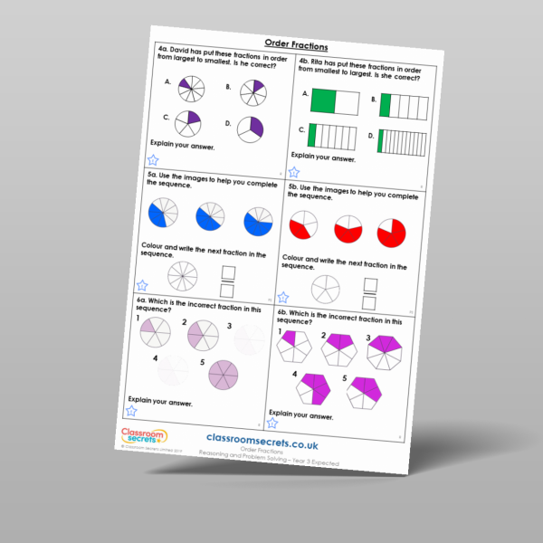 Year 3 Order Fractions Reasoning And Problem Solving Resource ...