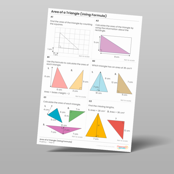 Year 6 Area Of A Triangle Using Formula Fluency Matrix Resource ...